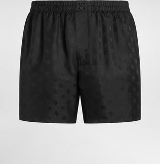 Dolce & Gabbana Boxershorts Aus Seidenjacquard Mit Dg-logo - Mann Unterwäsche Und Loungewear Schwarz 4