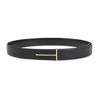 Tom Ford Grain Leather T Buckle Belt - - Accessories - Damen - Schwarzk - 85 CM