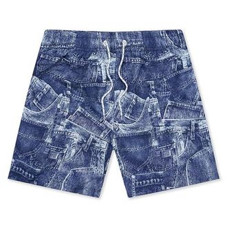 Generico Short de bain d&eacute;contract&eacute; &agrave; s&eacute;chage rapide avec doublure en maille et cordon de serrage r&eacute;glable pour homme, bleu, XXL