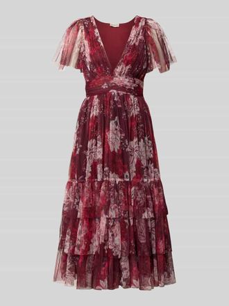 Lace & Beads Cocktailkleid mit tiefem V-Ausschnitt