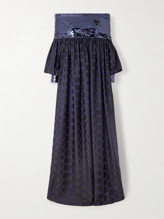 Dima Ayad Robe Aus Popeline Mit Punkten Und Pailletten - Blau