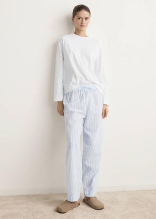 Mango Pyjama deux pi&egrave;ces rayures coton bleu - Femme - XS - MANGO