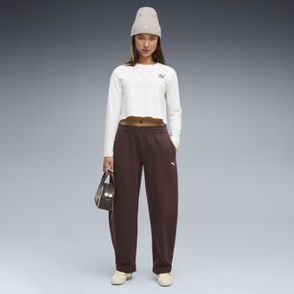 Puma Pantalon d&eacute;contract&eacute; barrel Essentials Femme, V&ecirc;tements, Marron, XL