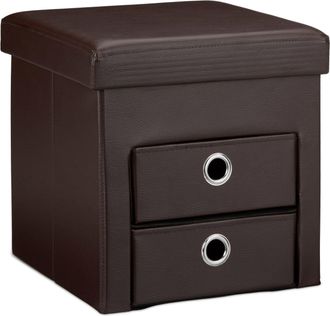 Relaxdays faltbarer Sitzhocker mit Stauraum und 2 entnehmbaren Fächern HxBxT: 38 x 38 x 38 cm Sitzwürfel aus Kunstleder zum Falten mit Aufbewahrung Ottomane mit