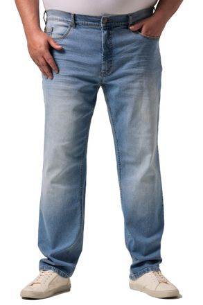 Men Plus Herren große Größen Übergrößen Menswear L-8XL Men+ Jeans, Denim, Tapered Loose Fit, 5-Pocket, bis 72/36 Bleached Denim 62 841412907-62