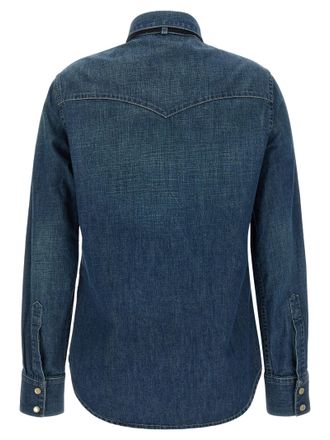 Valentino Garavani Polka Dot Ribbon Denim Shirt - Blue