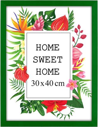 MG Design Grün Bilderrahmen 30 x 40 cm - Aus echtem Holz mit Acrylglas, zum Aufhängen & Aufstellen, für Fotos, Poster & Puzzle