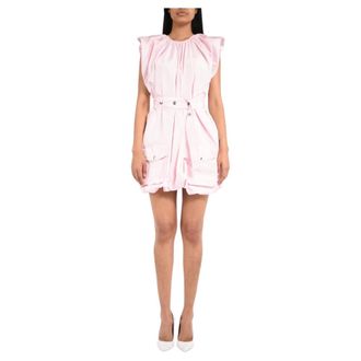 Msgm Msgm, Femme, Robes, Rose, Taille: 38 FR Belted Pocketed Mini Dress