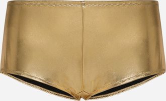 Dolce & Gabbana Panty Mit Niedrigem Bund Aus Metallic-jersey - Frau Hosen Und Shorts Gold Jersey 2