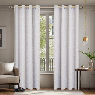 Deconovo Vorhäng mit Ösen Blickdichte Gardinen Wohnzimmer Dicke Thermovorhang Kälteschutz Thermogardine mit Linienmuster, 180x140 cm(HöhexBreite), Silber Grau,