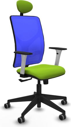 Piqueras y Crespo B&uuml;rostuhl aus Netzstoff, mit wei&szlig;en und schwarzen Armlehnen, h&ouml;henverstellbare Lendenwirbelst&uuml;tze und festes Kopfteil, ausgestattet mit 3 Positionen, 