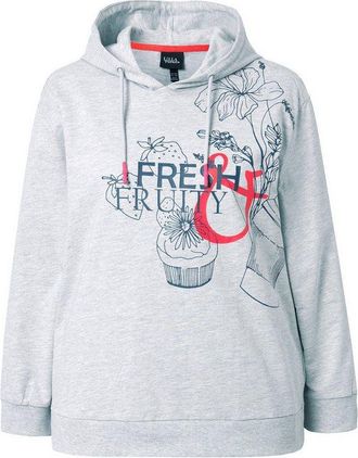 Ulla Popken Sweatshirt Hoodie Schriftmotiv Kapuze Langarm