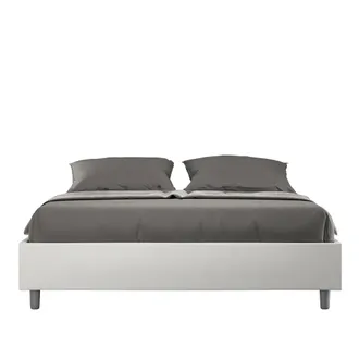 ITYhome Ityhome - Letto Matrimoniale Rivestito In Similpelle - Azelia - Tipologia Letto: Con Rete E Contenitore - Colore: Bianco - Dimensione Rete: 160x190