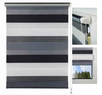 Metablo Doppelrollo Duo Rollo lichtdurchlässig ohne Bohren für Fenster und Türen mit Klemmträger Grau-Anthrazit 60x160 cm