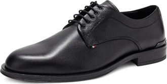 Tommy Hilfiger Herren Derby Schuhe Corporate aus Leder, Schwarz (Black), 45