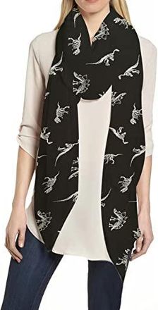 Lina & Lily Écharpe Foulard Femme Imprimé Dinosaures (Noir)