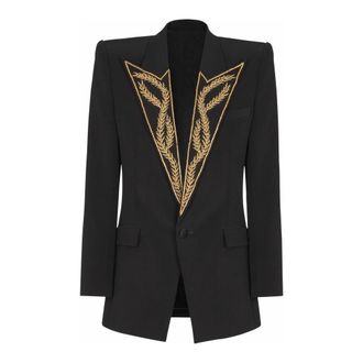 Balmain Jacke mit 1 Knopf und besticktem Kragen - - Suits - Herren - Schwarzk - XL