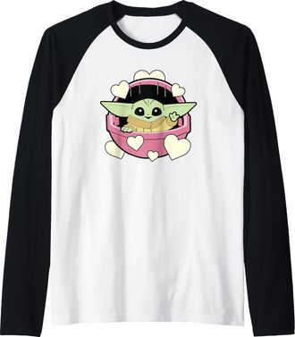 Star Wars Mandalorian Cute Grogu Heart Valentine Raglan