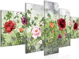 Runa Art Bilder Blumen Vintage 200 x 100 cm 5 Teilig XXL Wanddekoration Design Bunt 027451a
