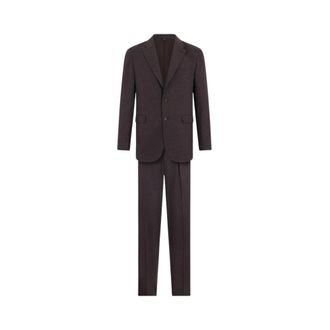 Brooks Brothers Costume en serg&eacute; chin&eacute; - Homme - Costumes - Violet - Taille: S