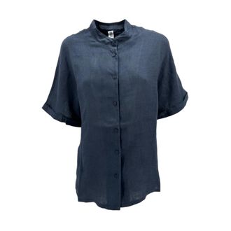 Bomboogie Koreanisches Leinenhemd - - Blouses & Shirts - Damen - Blau - M