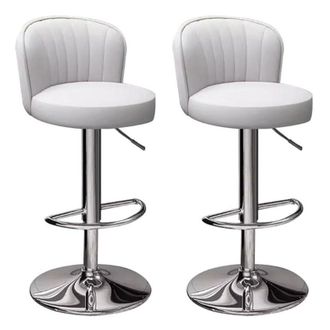 Generic Barhocker-Set (2Er-Set) mit Verstellbarer H&ouml;he, R&uuml;ckenlehne und Fu&szlig;st&uuml;tze - Gepolsterte Sitze, Robustes, Schwarz-Silbernes Metallgestell