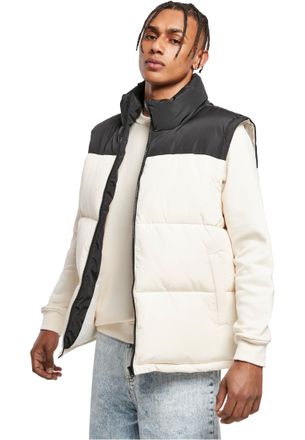 Urban Classics Herren Block Puffer Vest Jacke, Black/whitesand, 3XL EU