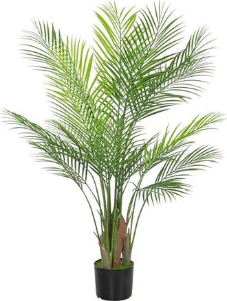 HOMCOM Plante Artificielle int&eacute;rieure 120 cm, Palmier Arbre Artificiel avec Pot en Plastique et Flocage, 22 Feuilles en PE, Fausse Plante Vert d&eacute;coration pou