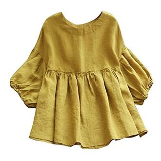 Generic Tunique d&eacute;contract&eacute;e &agrave; manches courtes pour femmes pour leggings, jaune, XXL