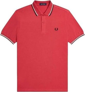 Fred Perry Polo &agrave; manches courtes Q4 8410 N59 en couleur jaune avec d&eacute;tails contrast&eacute;s - Polo pour homme, Rouge (Lavado), XS
