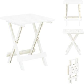 vidaXL Gartentisch Klappbar Wei&szlig; 45x43x50 cm Kunststoff - Gartentisch - Klapptisch - Outdoortisch - Plastiktisch - Wei&szlig;er Tisch