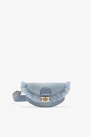 Ganni Blaue Denim Apo-G Geldb&ouml;rsen-Tasche blau