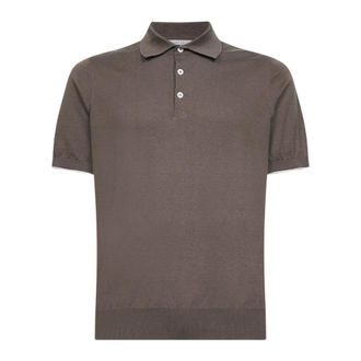 Brunello Cucinelli Homme, Tops, Brun, Taille: 4XL Polo en maille l&eacute;g&egrave;re