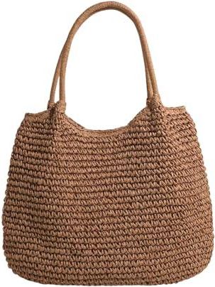 Generic Sac &agrave; main pour femme - Grand sac &agrave; main en mat&eacute;riau naturel tress&eacute; - Design spacieux avec double poign&eacute;e pour un usage quotidien et les activit&eacute;s de 