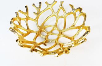 ARTRA Aluminium Schale Carina (Größe: M) in Gold rund Tischdekoration Hochzeitdekoration Artra Dekoschüssel Deko Dekoration Koralle Dekoschale Obstschale Es