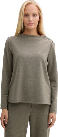 Tom Tailor Damen Sweatshirt mit Knopfleiste, 36987 - Cargo Beige Mini Pepita, XXXL