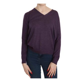 Byblos Femme, Pulls, Violet, Taille: 46 FR &Eacute;l&eacute;gante blouse violette en laine &agrave; col en V
