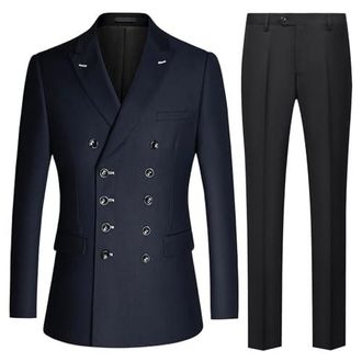 Generic Ensemble de costume &agrave; double boutonnage pour homme - Coupe ajust&eacute;e - Solide - Pour les affaires, les mariages, les bals de fin dann&eacute;e, le d&icirc;ner, le sm