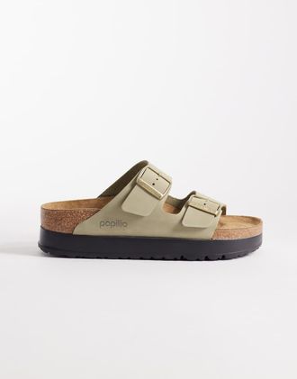 Birkenstock Arizona Flex - Sandales en cuir &agrave; plateforme - Eucalyptus-Vert