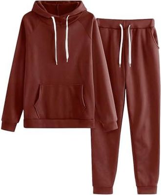 Generic Ensembles de v&ecirc;tements de d&eacute;tente pour femme - Couleur unie - Pull &agrave; col rond - Pantalon long - Tendance - D&eacute;contract&eacute; - Sweat &agrave; manches longues - Ens