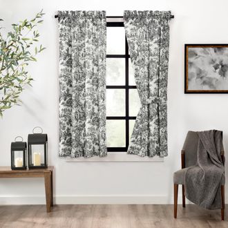 Ellis Curtain Victoria Park Toile 162 x 137 cm ma&szlig;geschneidertes Paneel mit Raffhaltern, Schwarz