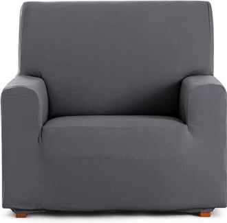 Eysa Bi-elastischer Sofabezug für 1-Sitzer, Dunkelgrau, Design Harlem