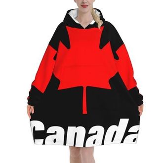 Generic Sweat &agrave; capuche avec motif feuille d&eacute;rable du Canada pour femmes et hommes adultes surdimensionn&eacute;s pour une couverture douce et chaude