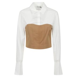 SIMKHAI Lidey Cotton Combo Top - - Blouses & Shirts - Damen - Beige - M