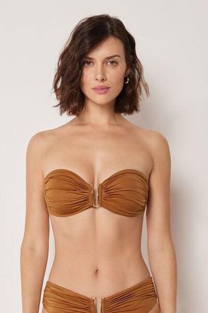 Calzedonia Bandeau-bikini-top Shiny Satin Braun