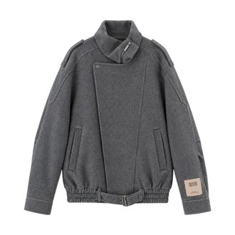 SOLOTRE Veste Oversize Laine/Cachemire - Femme - Vestes - Gris - Taille: 42 FR
