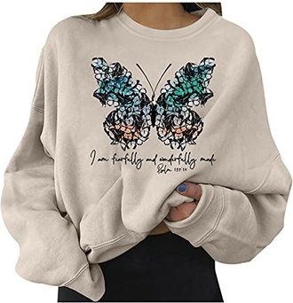 Generic Pull Noël Femme Manches Longues Col Rond Sweat Femme Imprimé Kawaii Sweatshirt Ado Fille Femme Christmas Mode Collège Style Chic et Élégante Haut Tops