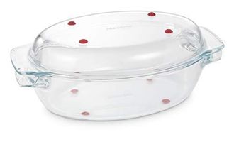 Tescoma GrandCHEF Ovaler Bräter 35x21cm mit Deckel | Hochwertiges Borosilikatglas | Intelligentes Silikon-Fußdesign | Ergonomische Handhabung | Vielseitig & S