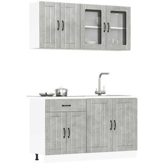 vidaXL 4-tlg. K&uuml;chenschrank-Set Kalmar Betongrau Holzwerkstoff - Vidaxl