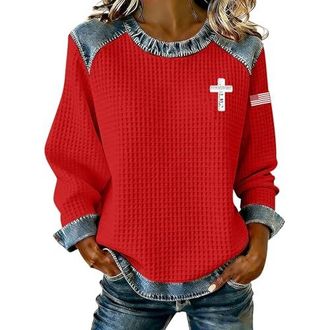 Generic T-shirt de sport surdimensionn&eacute; pour femme - Col rond - Pull sans capuche - T-shirt &agrave; manches longues - Tendances sportives modernes avec coupe confor